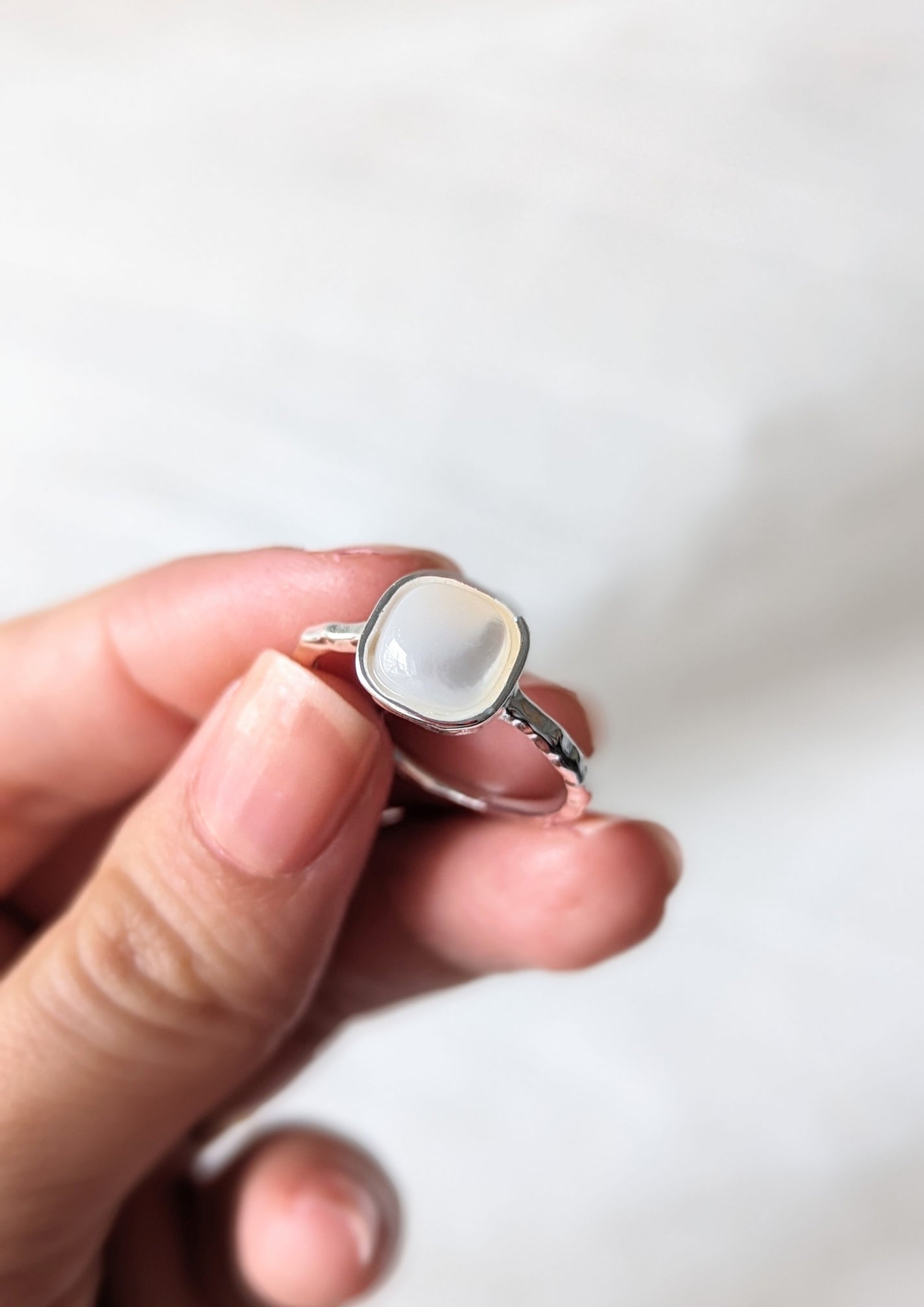Coco | Hammered Mother of Pearl Ring | Moon & Milk