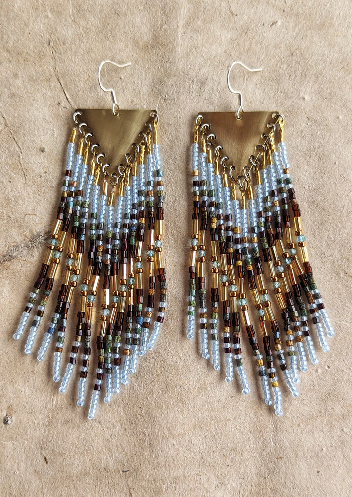 Handmade Seed Bead Earrings – Moon & Milk