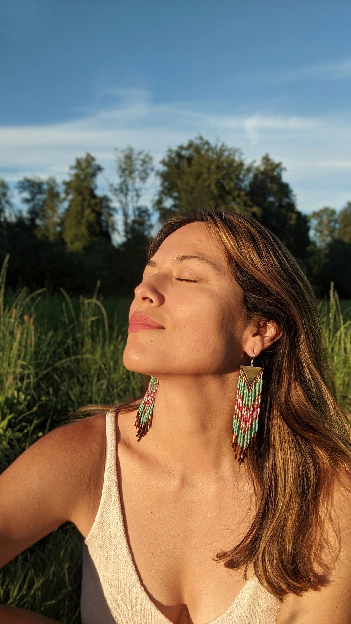 Adrienne | Turquoise Seed Bead Earrings | Moon & Milk